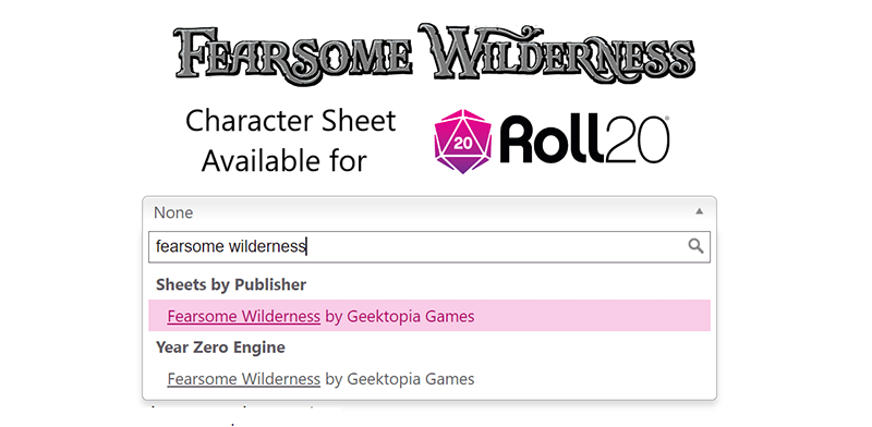 Fearsome Wilderness: The Roleplaying Game – Geektopia Games